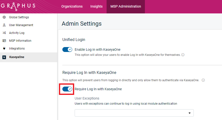 Requiring Log In with KaseyaOne