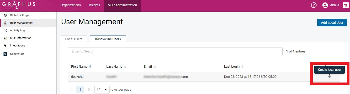 Setting up Automatic User Access with KaseyaOne for Graphus